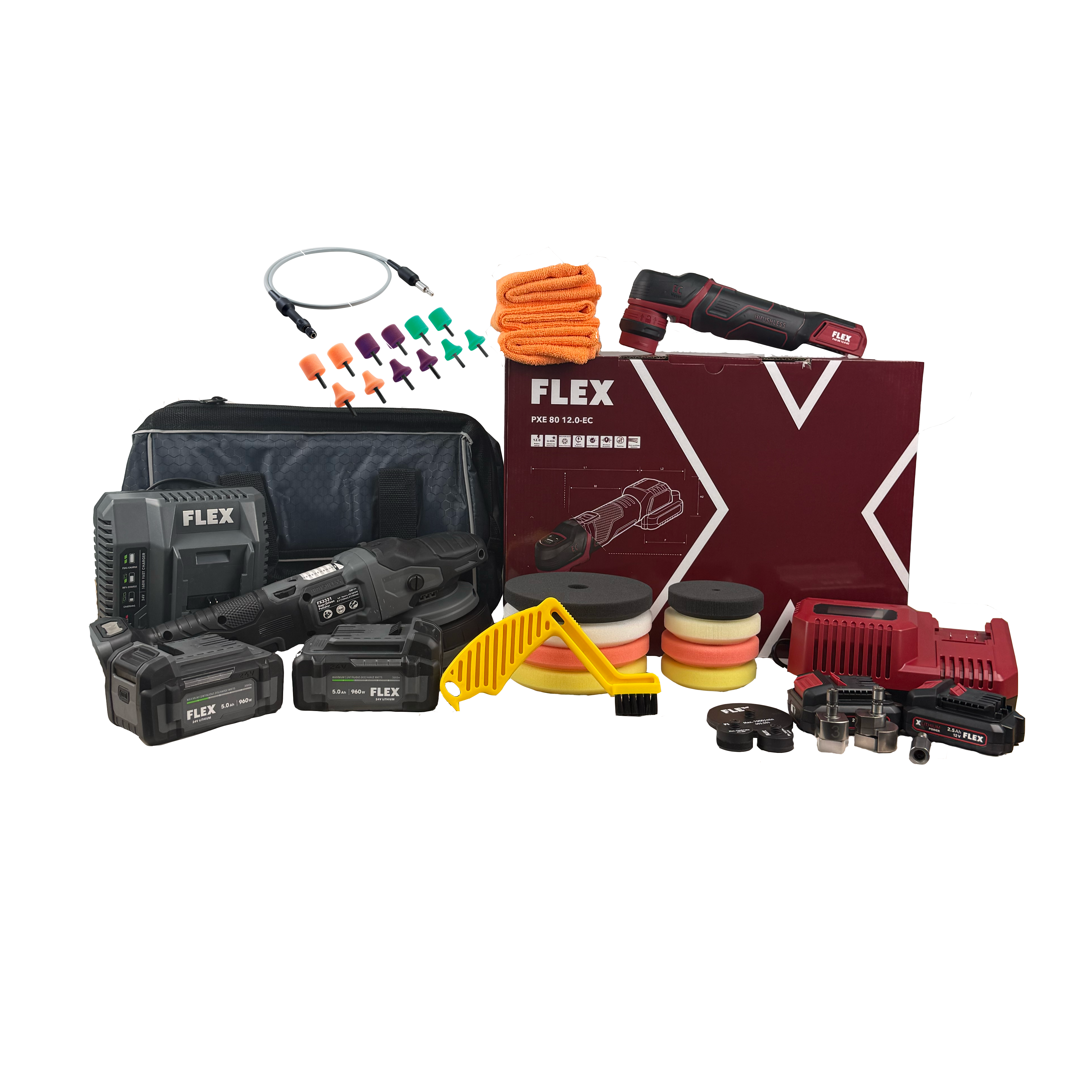 FLEX Cordless Polisher Ultimate Starter Kit with PXE 80 and FX3331-2C ...
